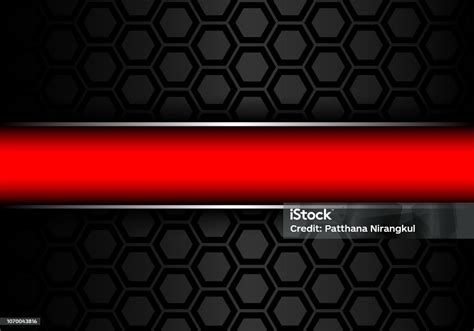 검은 금속 육각 메쉬 패턴 디자인 현대 미래 배경 벡터 일러스트 레이 션에 추상 빨간색 배너 실버 라인 0명에 대한 스톡 벡터 아트 및 기타 이미지 Istock