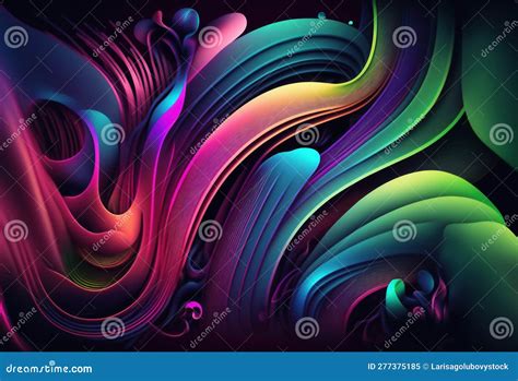 Neon Curves Multicolored Background Flow Ribbons Stock Illustration Illustration Of Geometric