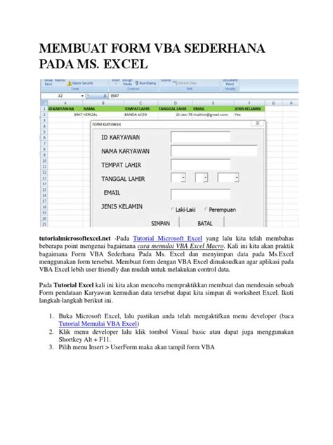 membuat form vba sederhana pada ms excel pdf