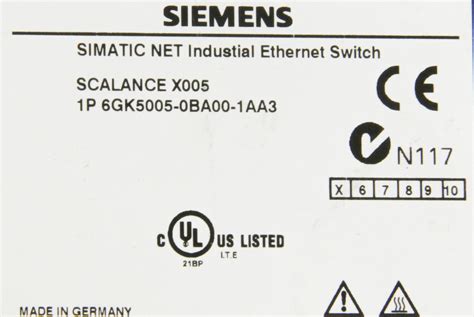 10854 Siemens Scalance X005 Industrial Ethernet Switch 6gk5005 0ba00 1aa3 J316gallery