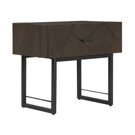 Marquis 1 Drawer Oak Wood Nightstand With Black Metal Legs Bed Bath