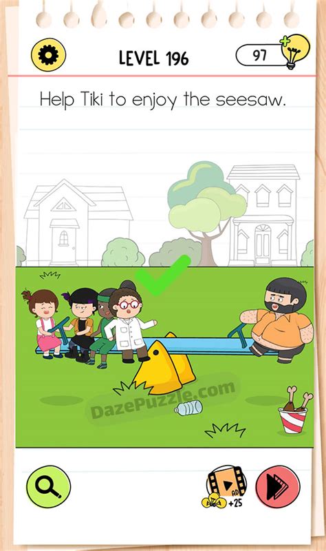 Brain Test 4 Level 196 Help Tiki To Enjoy The Seesaw