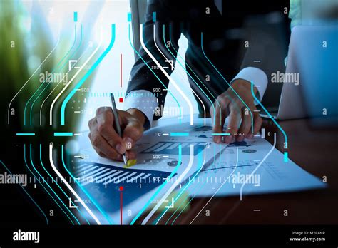 Business Data Analytics Process Management Diagram Businessman Hand