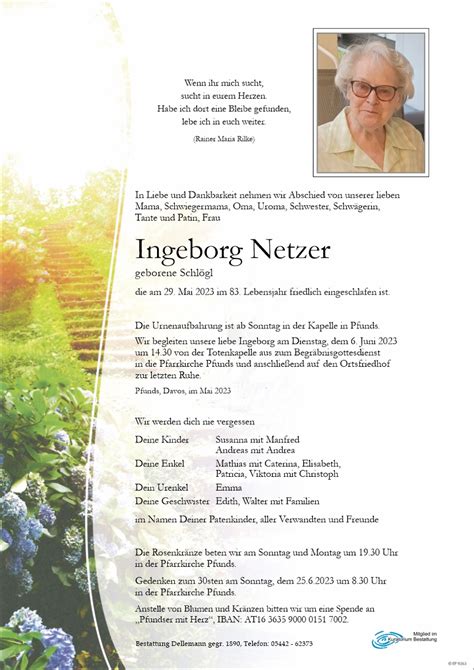 Ingeborg Netzer Kuratorium Bestattung