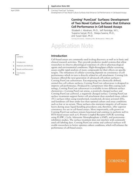 Application Note Corning Incorporated