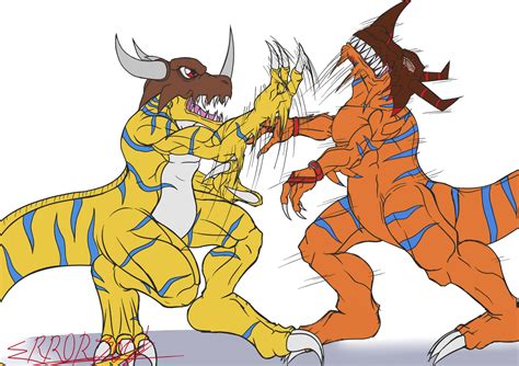 Geogreymon And Greymon X Antibody Digimon Drawn By Errork03 Danbooru