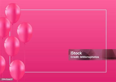 풍선과 함께 분홍색 축하 배경입니다 발렌타인 데이 결혼 축하 어머니의 날 또는 기념일의 배경 3차원 형태에 대한 스톡 벡터 아트 및 기타 이미지 Istock