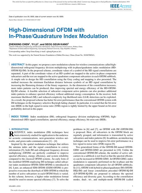pdf high dimensional ofdm with in phase quadrature index modulation