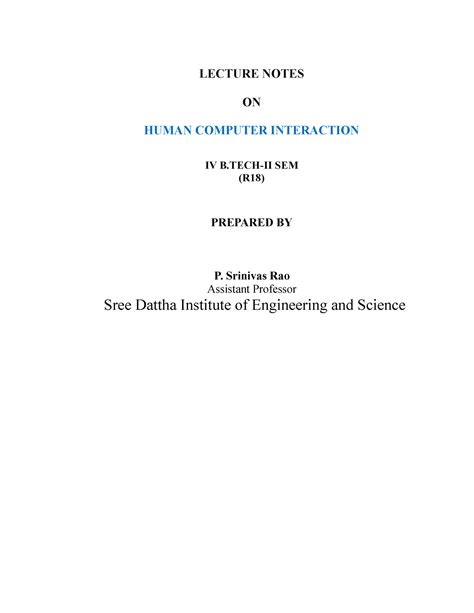 HCI Notes Units LECTURE NOTES ON HUMAN COMPUTER INTERACTION IV B II