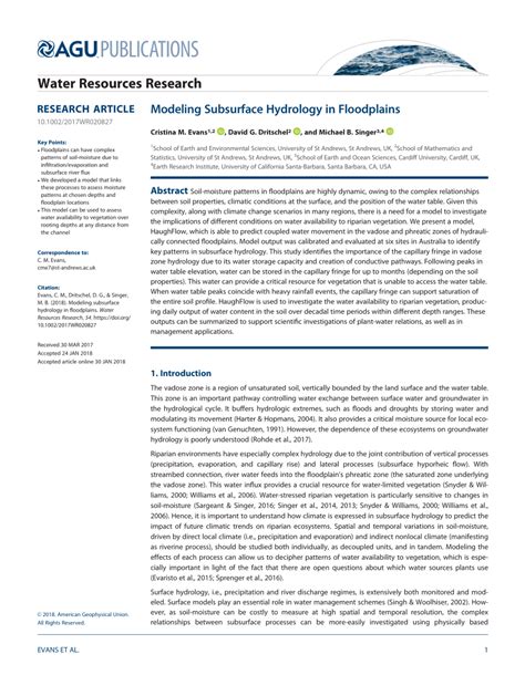 PDF Modeling Subsurface Hydrology In Floodplains