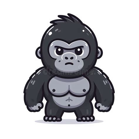 Cute Chibi Gorilla Illustration In Flat Style On White Background Stock Illustration