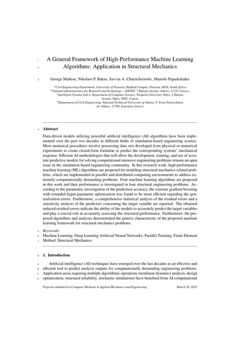 pdf a general framework of high performance machine learning