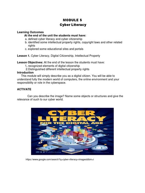 Module 5 Lesson 1 Pdf Cyberspace Copyright