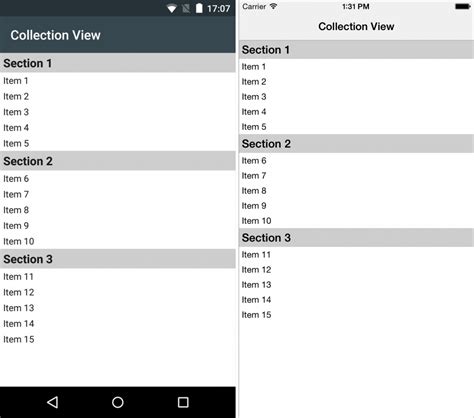 Cordova 5 Support New Styling Options For CollectionView Items Consistent Material Design Look
