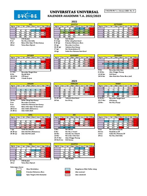 Kalender Akademik Uvers Ta 2022 2023 082910 Pdf Pdf