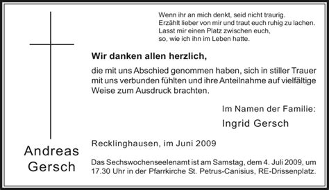 Traueranzeigen Von Andreas Gersch Trauer In Nrwde