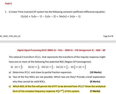 Solved Please Solve Only Part C You Should Confirm The DTFT Chegg