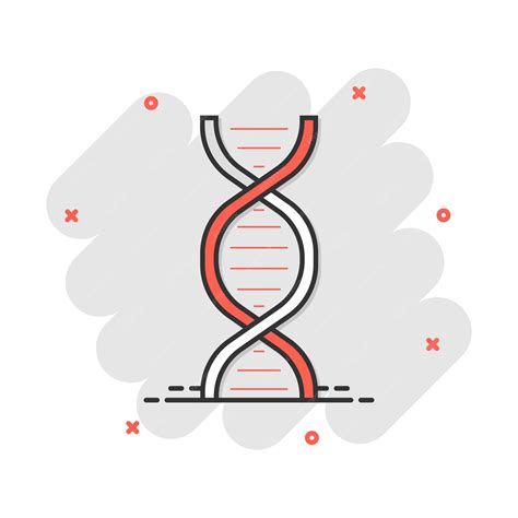 만화 스타일의 벡터 만화 Dna 아이콘 Medecine 분자 기호 그림 그림 Dna 비즈니스 스플래시 효과 개념 프리미엄 벡터