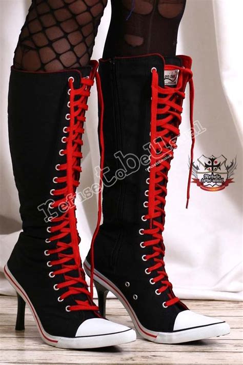Sexy Punk High Heel Stiletto Lace Up Knee Sneaker Boots Artofit