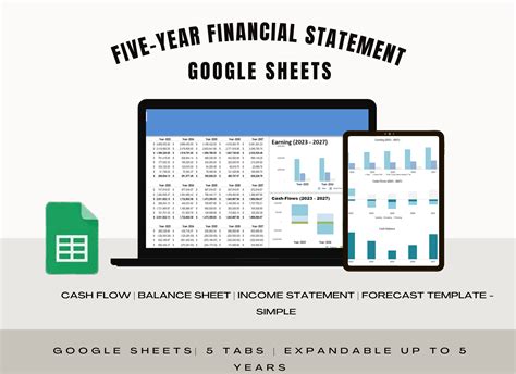 Five Year Financial Statement Cash Flow Balance Sheet Income Sta Bizz View