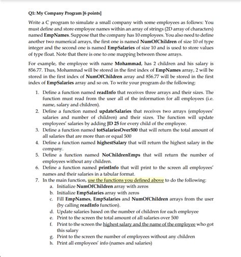 Solved Q1 My Company Program 6 Points Write A C Program