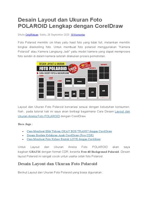 Desain Layout Dan Ukuran Foto Polaroid Lengkap Dengan Coreldraw Pdf