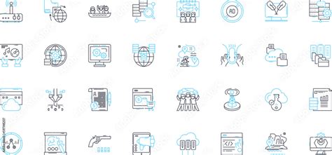 Data Science Linear Icons Set Analytics Big Data Machine Learning