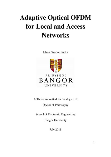 pdf adaptive optical ofdm for local and access networks