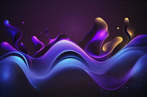 퍼플 웨이브 디자인의 퍼플과 블루 웨이브 배경 프리미엄 사진
