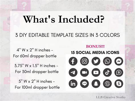 Diy Custom Label Template Editable Product Label Dropper Bottle Label