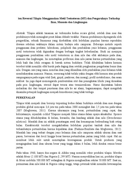 Sex Reversal Tilapia Menggunakan Metil Testosteron Pdf Kesehatan