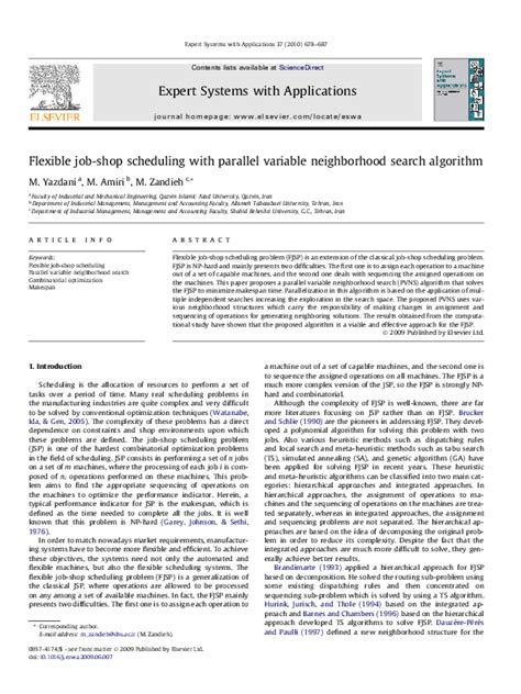 Pdf Parallel Variable Neighborhood Search For Flexible Job Shop Scheduling