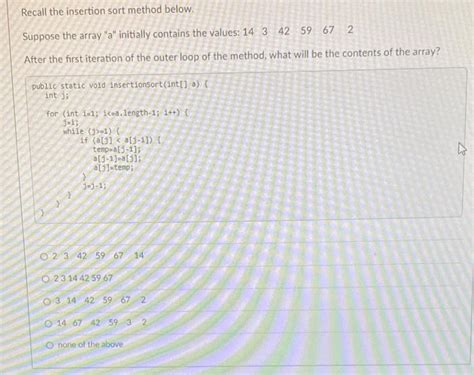 Solved Recall The Insertion Sort Method Below Suppose The