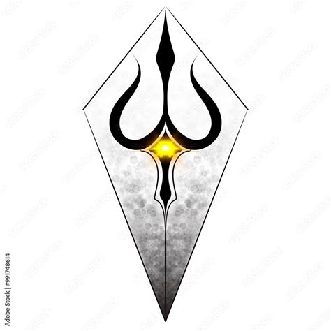 Trident In Diamond Shape Outline Tattoo Art Background Design Stock