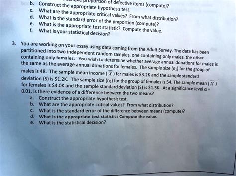 SOLVED: proportion of Construct the appropriate defective E items (compute)? What are the ...