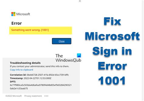 Microsoft Sign In Error 1001 Something Went Wrong