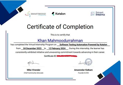 Khan Mahmoodurrahman On Linkedin Automationtesting Katalon Smartbridge Smartinternz