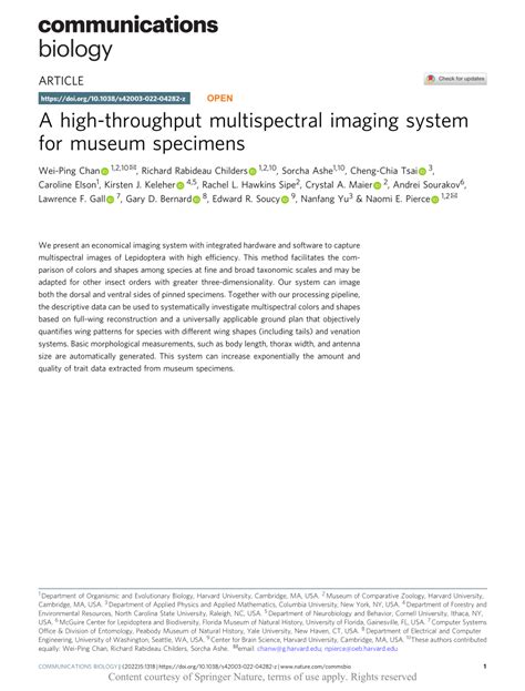 Pdf A High Throughput Multispectral Imaging System For Museum Specimens