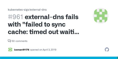 External Dns Fails With Failed To Sync Cache Timed Out Waiting For The Condition Issue