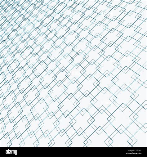 abstract blue lines squares pattern overlapping perspective on white