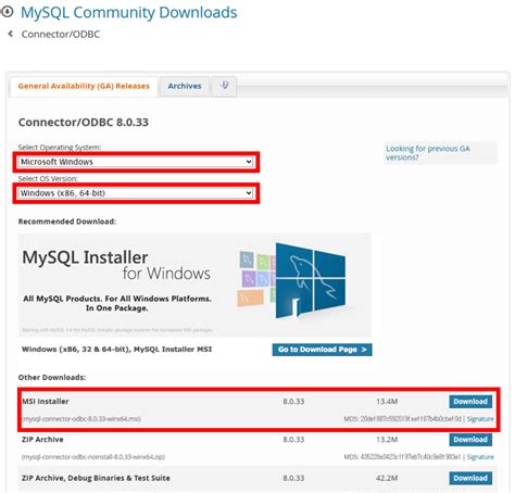 mysql odbc 설치하기