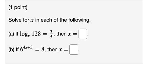 Solved Point Solve For X In Each Of The Following A Chegg Com