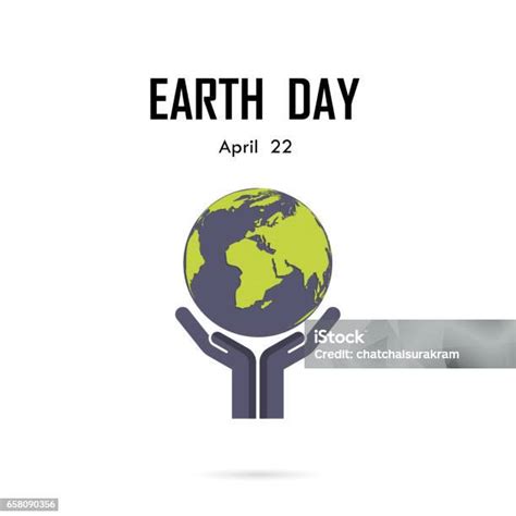 인간의 손과 지구본 아이콘 벡터 로고 디자인 템플릿 지구의 날 캠페인 아이디어 개념입니다 인사말 카드 포스터 전단지 커버 브로슈어 추상적인 배경을 위한 지구의 날 아이디어