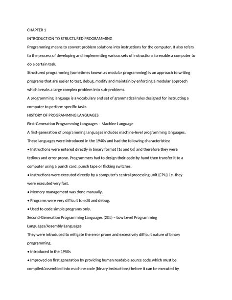 Chapter 1 Chapter 1 Introduction To Structured Programming