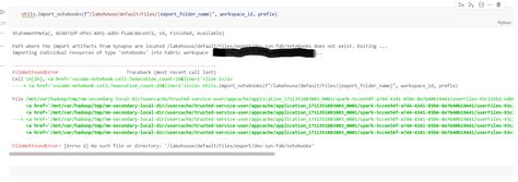 solved error while exporting notebook from synapse to fa