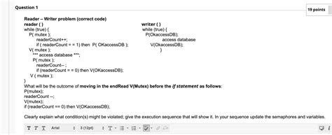 Solved Question Points Reader Writer Problem Chegg
