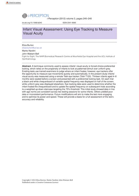 Pdf Infant Visual Assessment Using Eye Tracking To Measure Visual Acuity
