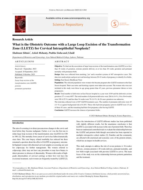 Pdf What Is The Obstetric Outcome With A Large Loop Excision Of The