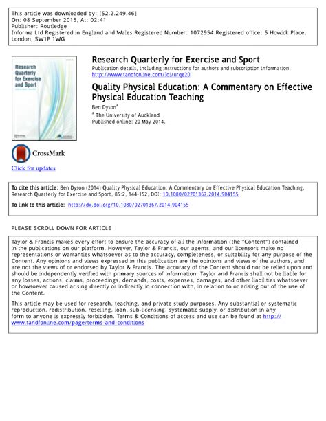 Pdf Quality Physical Education A Commentary On Effective Physical