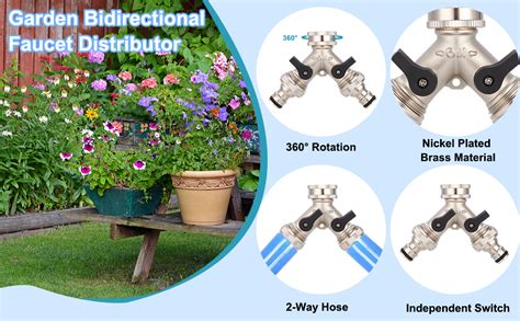 Tidevan 2 Wege Wasserhahn Verteiler 3 4 Zoll Y Verteiler Silbrig Gartenschlauch Wasserhahn